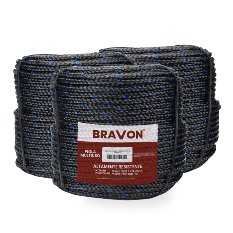 Piola Pet Negra 06Mm (11Kg/Rl) Bravon | SiderAgro S.A.